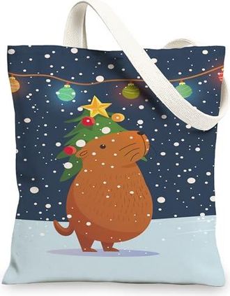 Generic Sacs fourre-tout en toile avec motif animal mignon, sacs de courses réutilisables, sacs de courses fantaisie, légers et lavables, bleu, 13x15 Inch