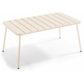 Oviala Table basse de jardin acier ivoire 90 x 50 cm - Palavas