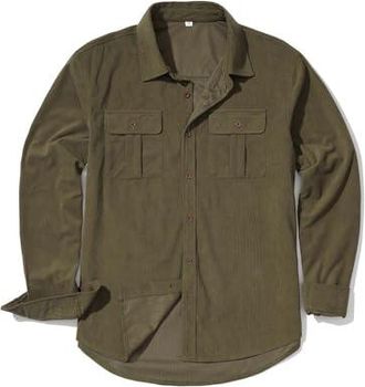 Generic Chemises en velours c&ocirc;tel&eacute; pour homme, chemise boutonn&eacute;e en velours c&ocirc;tel&eacute; pour homme, haut d&eacute;contract&eacute; &agrave; manches longues, veste &eacute;l&eacute;gante de couleur u