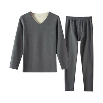 Generic Lot de 2 sous-vêtements thermiques pour homme - Col en V - Manches longues - Doublure en polaire épaisse - Confortable - Extensible - Léger et solide,