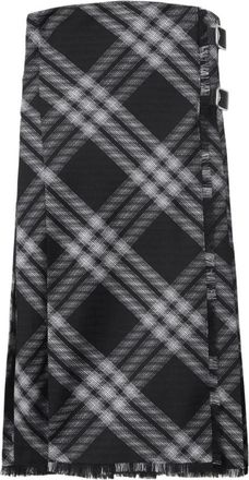 Burberry Femme, Robes, Noir, Taille: 36 FR Tartan Pleated Midi Skirt