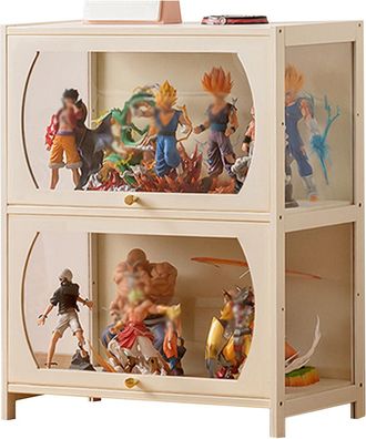 Generic Transparente Vitrine, Display Cabinet mit Hochklappbaren Türen, Große Lagerkapazität, for Spielzimmer, Büro(White 2,60cm/23.6in)