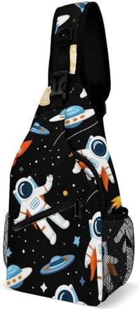 Generic Sacoche Tactique Fus&eacute;e astronaute plan&eacute;taire spatiale Polyester Sac De Poitrine Casual Cross Body pour &eacute;cole Cyclisme Homme