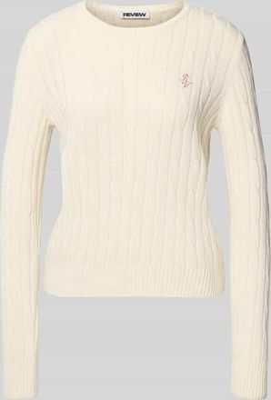 Review Slim Fit Strickpullover mit Rundhalsausschnitt und Zopfmuster