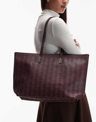 Lacoste Sac port&eacute; &eacute;paule imprim&eacute; - Bordeaux-Rouge