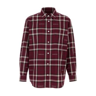 Gucci Tartan Cotton Jacquard Shirt - - Shirts - Herren - Rot - M