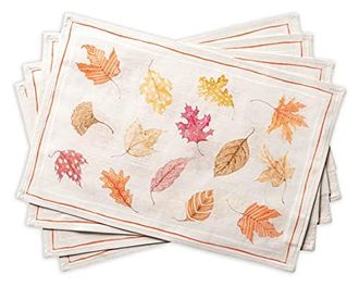 Maison d'Hermine Colors of Autumn Lot de 4 Sets de Table 100% Coton pour Table &agrave; Manger, Cuisine, Mariage, Usage Quotidien, d&icirc;ners, f&ecirc;tes daction de gr&acirc;ce, No&euml;l (33cm 