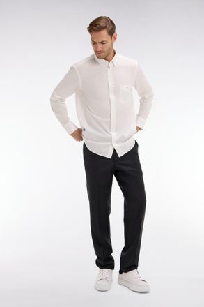 Eden Park Pantalon Regular Gris Fonc&eacute; En Laine &Agrave; Plis Cass&eacute;s