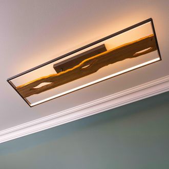Lightbox LED Deckenlampe im Landhaus Stil | dimmbare Deckenleuchte f&uuml;r Wohnzimmer oder Schlafzimmer in warm-wei&szlig; mit 3000 K, 6600 Lumen | aus Aluminium/Metall/