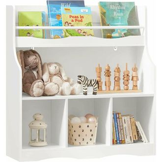 SoBuy KMB57-W B&uuml;cherregal f&uuml;r Kinder Kinderregal Aufbewahrungsregal mit 1 Ablage und 4 offenen F&auml;chern Spielzeugregal Kinderzimmer M&ouml;bel wei&szlig; bht ca