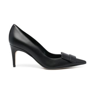 Sergio Rossi Femme, Chaussures, Noir, Taille: 40 EU D&eacute;collet&eacute; en Cuir Noir &agrave; Talon