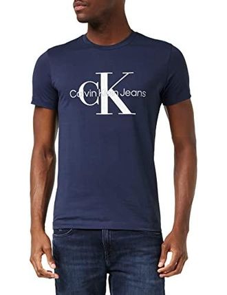 Calvin Klein Jeans T-Shirt Homme Manches Courtes Core Monologo Slim, Bleu (Night Sky), 3XL
