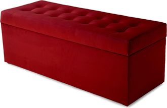 MG Design Polsterhocker 45 x 120 cm Rot mit großem Stauraum (ca. 140 L), bis 300 kg belastbar, weich mit dezentem Schimmer, pflegeleicht - Wohnbereich, Schlafra