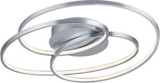 Trio Plafonnier LED salon anneau lumineux interrupteur argent DIMMER trio lumi&egrave;res 673916007