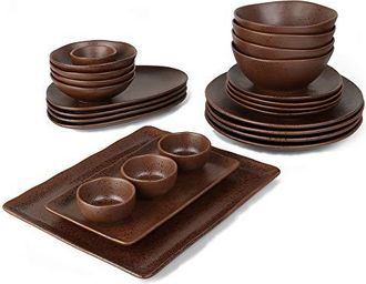 Holst Porzellan RT 014 SET 26 Porzellan 26-tlg. Tafelservice Reaktives Porzellan Tierra für 4 Personen