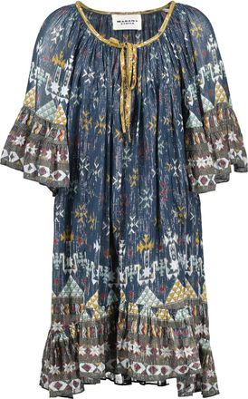 Isabel Marant Robe Loane Coton Bleu Teal