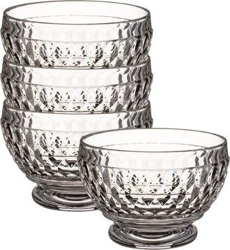 Villeroy & Boch Boston Dessertschalen 4er Set, 430 ml, Schale aus Kristallglas für Obst und Snacks, Spülmaschinengeeignet, Klar