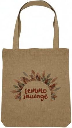 Fabulous Sac Shopping Tote Bag Aspect Lin - Femme Sauvage Boh&eacute;mien Nature Hippie - Sac de Courses Toile Epaisse 360g Beige Naturel Cabas Port&eacute; Epaule Solide Im