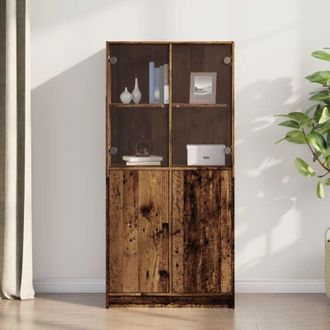 vidaXL Vidaxl - Buffet haut avec portes vieux bois 68x37x142 cm bois ing&eacute;nierie