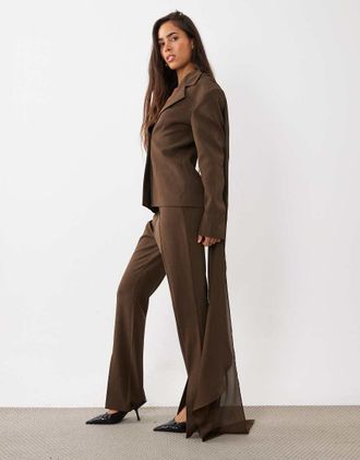 Asos ensemble 2 pi&egrave;ces pantalon cigarette chocolat-Marron
