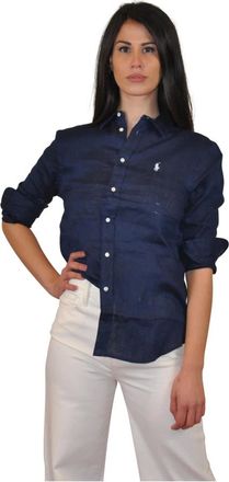 Ralph Lauren Femme, Blouses et Chemises, Bleu, Taille: 36 FR Chemise en lin coupe classique