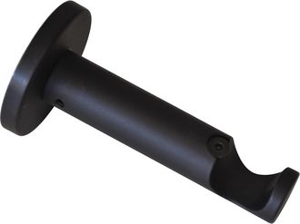 Gardinia Träger mit Metallmontageplatte für Gardinenstange, 1-läufig, Offen, Inkl. aller Montage-Teile, Serie Chicago, Ø 20 mm, Metall, Schwarz-matt