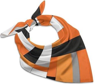 Generic Écharpe carrée orange en soie légère pour le cou, écharpe abstraite pour cheveux, foulard respirant, cadeau pour femme et homme, multicolore, 60x60cm