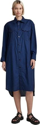 G-Star Damen Long Western Shirt Kleid Evergreen, Blau (rinsed D22983-D309-082), XS