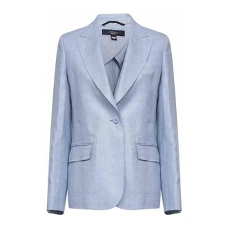 Max Mara Femme, Vestes, Bleu, Taille: 46 FR Linen Canvas Blazer