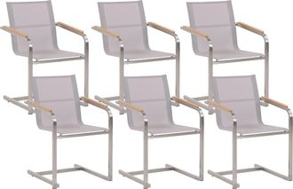 Beliani Gartenstuhl aus Edelstahl mit Polyester in Beige 6er Set Moderner Look Cosoleto