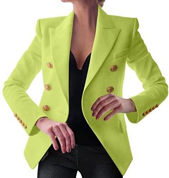 Generic Femme Blazer Slim Fit &Eacute;l&eacute;gant &agrave; Manches Longues Costume &agrave; Revers Business Veste De Costume Tailleur OL Bureau Affaires avec Poches Devant Ouvert Blaze