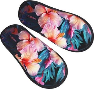 Generic Pantoufles En Feutre Fleurs Tropicales Antid&eacute;rapant Fourrure Pantoufles Unisexe Chaussons Invit&eacute;s Pour Int&eacute;rieur Voyage Automne M