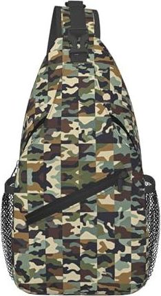 Generic Casual Sacoche Port&eacute; &eacute;paule Art de camouflage militaire vert Sac De Poitrine R&eacute;glable Cross Body pour Cyclisme Homme Randonn&eacute;e