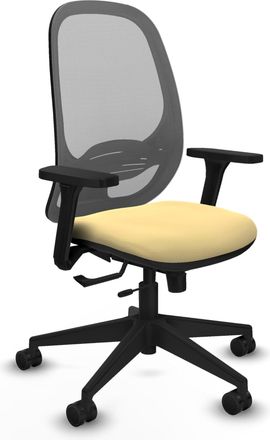 Piqueras y Crespo Arbeitsstuhl mit 3D-Armen, h&ouml;henverstellbare Lendenwirbelst&uuml;tze, ausgestattet mit Syncro/Translack und Schneidschaum, mit Rollen 65 mm, Nylon, Grau/Cr