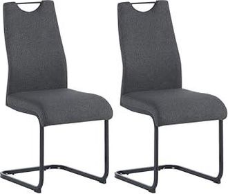 Byliving Freischwinger 2er Set Capri, Webstoff dunkelgrau, Metall schwarz, mit Griff und bequemer Polsterung, Schwingst&uuml;hle, Polsterst&uuml;hle, Ma&szlig;e: B 44, H 88, T