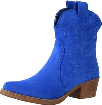 Elara Damen Stiefeletten Cowboy Boots Chunkyrayan 301-A31SZ Sapphire Blau Suede-42