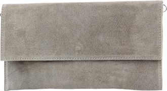 modamoda.de T151 Sac &agrave; bandouli&egrave;re en daim pour femme Fait main en Italie, Beige/gris, s