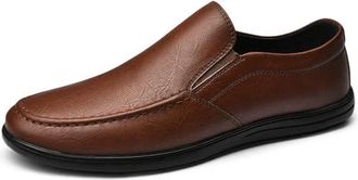 Generic NYSBH Chaussures bateau respirantes pour homme Chaussures plates d&eacute;contract&eacute;es &agrave; enfiler antid&eacute;rapantes, marron, 42 1/3 EU