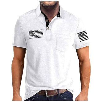 Generic Polo &agrave; manches courtes pour homme - Imprim&eacute; &agrave; revers - Fermeture &eacute;clair, Blanc., XXL