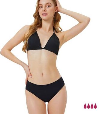 Anaissa C&eacute;line Bikini menstruel complet pour femme et adolescent, absorption abondante, anti-fuite et r&eacute;utilisable, id&eacute;al pour la natation et la plage, Noir, 