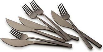 Echtwerk Pizzabesteck-Set, Pizzaset, Steakbesteck, Essbesteck 8-teilig für bis zu 4 Personen, Mit 4 Pizzamessern und 4 Pizzagabeln aus Edelstahl, Black-Edition