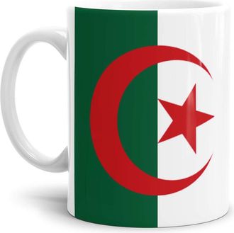 Tassendruck Flaggen-Tasse/Souvenir/Urlaub/Länder-Fahne/Kaffetasse/Mug/Cup - (Algerien, Normal)