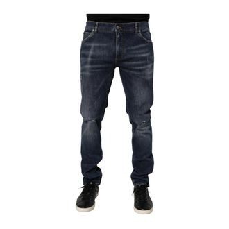 Dolce & Gabbana Dunkelblaue Gewaschene Ripped Denim Jeans - - Jeans - Herren - Blau - 4XL