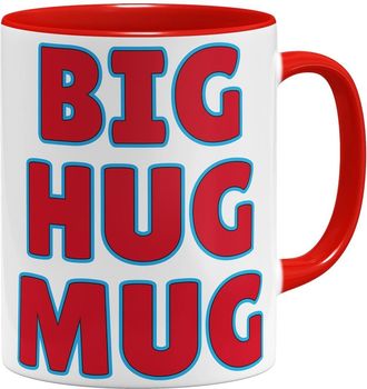 OM3 witzige Kaffee-Tasse mit Spruch - Big Hug Mug - Keramik Becher - 325ml - Beidseitig Bedruckt - Rot