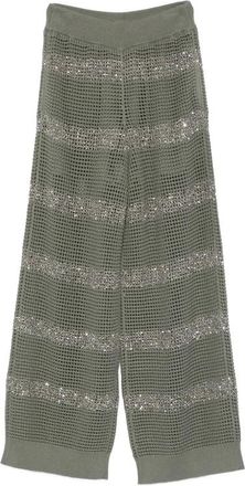 Brunello Cucinelli Femme, Pantalons, Vert, Taille: 38 FR Wide Pantalons