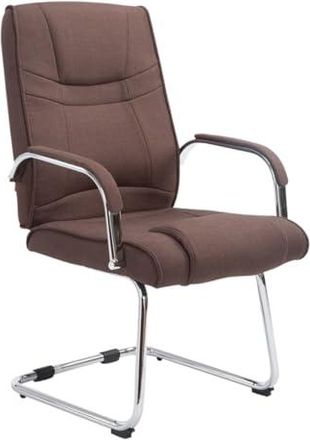 Clp Chaise Cantilever Attila Tissu avec Accoudoirs I Fauteuil Oscillant avec Piètement Luge Métal Chromé I Chaise De Salle A Manger Rembourrée, Couleur:Ma