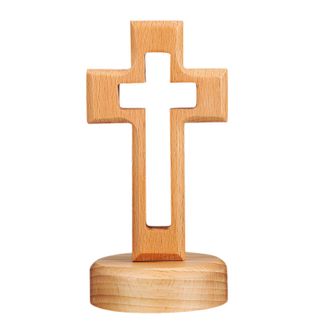 Valiclud Dekoratives Holzkreuz Aus Buchenholz Mit Standfu&szlig; Religi&ouml;ses F&uuml;r Kirche Und Dekoration Handwerkskreuz F&uuml;r Wandgestaltung