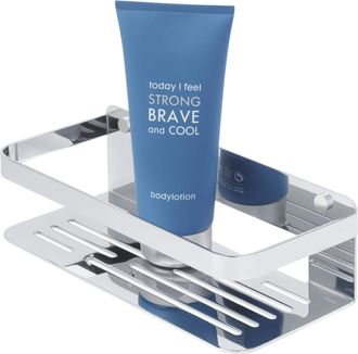 Tiger Caddy Duschkorb Rechteck klein, Duschablage aus Edelstahl, Duschregal für kleine Duschkabinen, Farbe: Chrom