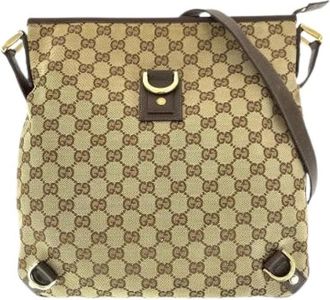 Gucci Sac bandouli&egrave;re Abby en toile et cuir Pre-owned - Femme - Pre-owned - Brun - Taille: ONE Size