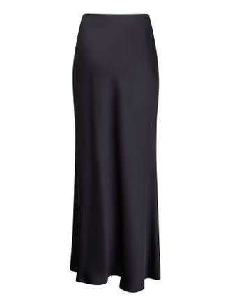 Blanca Vita Womens Midnight Blue Satin Long Flared Skirt Polyester